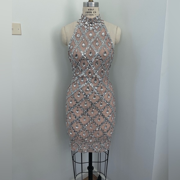 Mew Mews | Dresses | Mew Mews Crystal Mesh Gown | Poshmark
